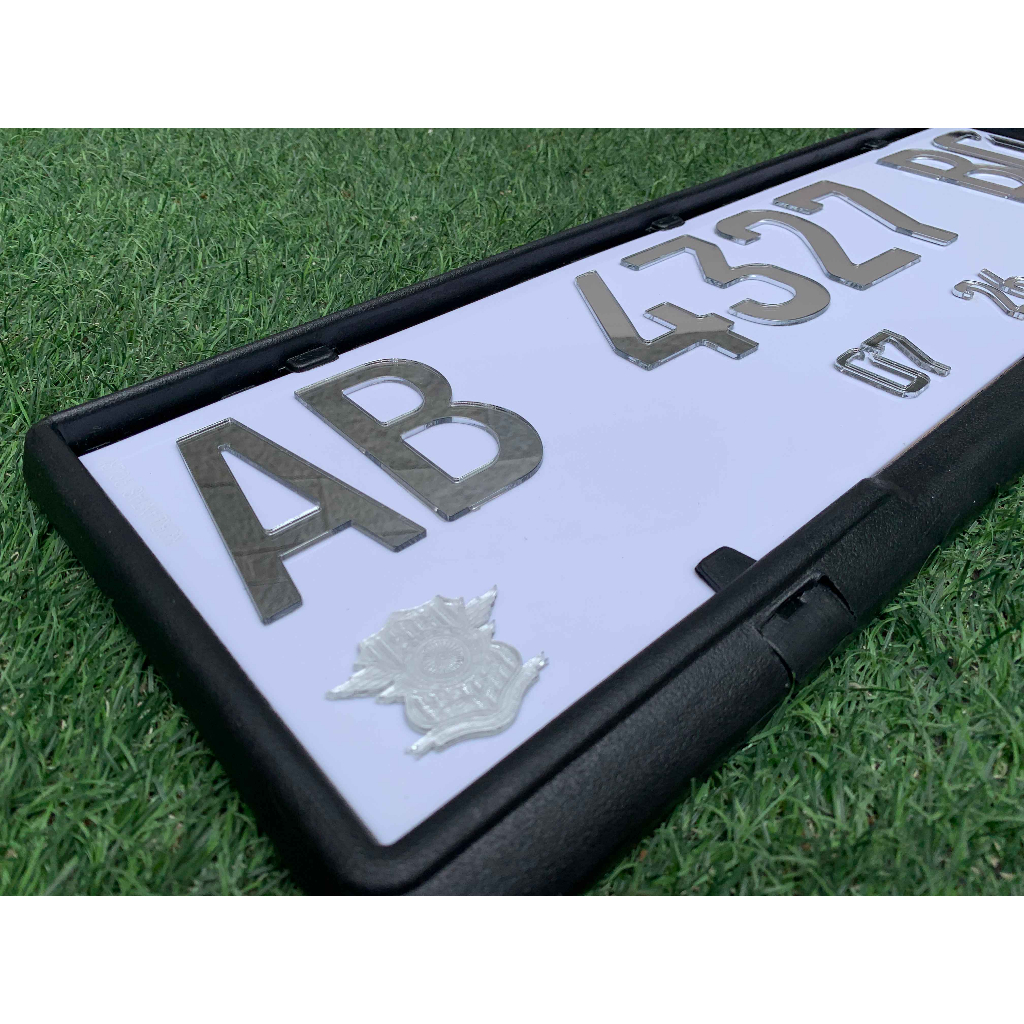 Jual Plat Nomor Custom Mobil 3D Timbul Bahan Akrilik Putih Chrome FREE ...