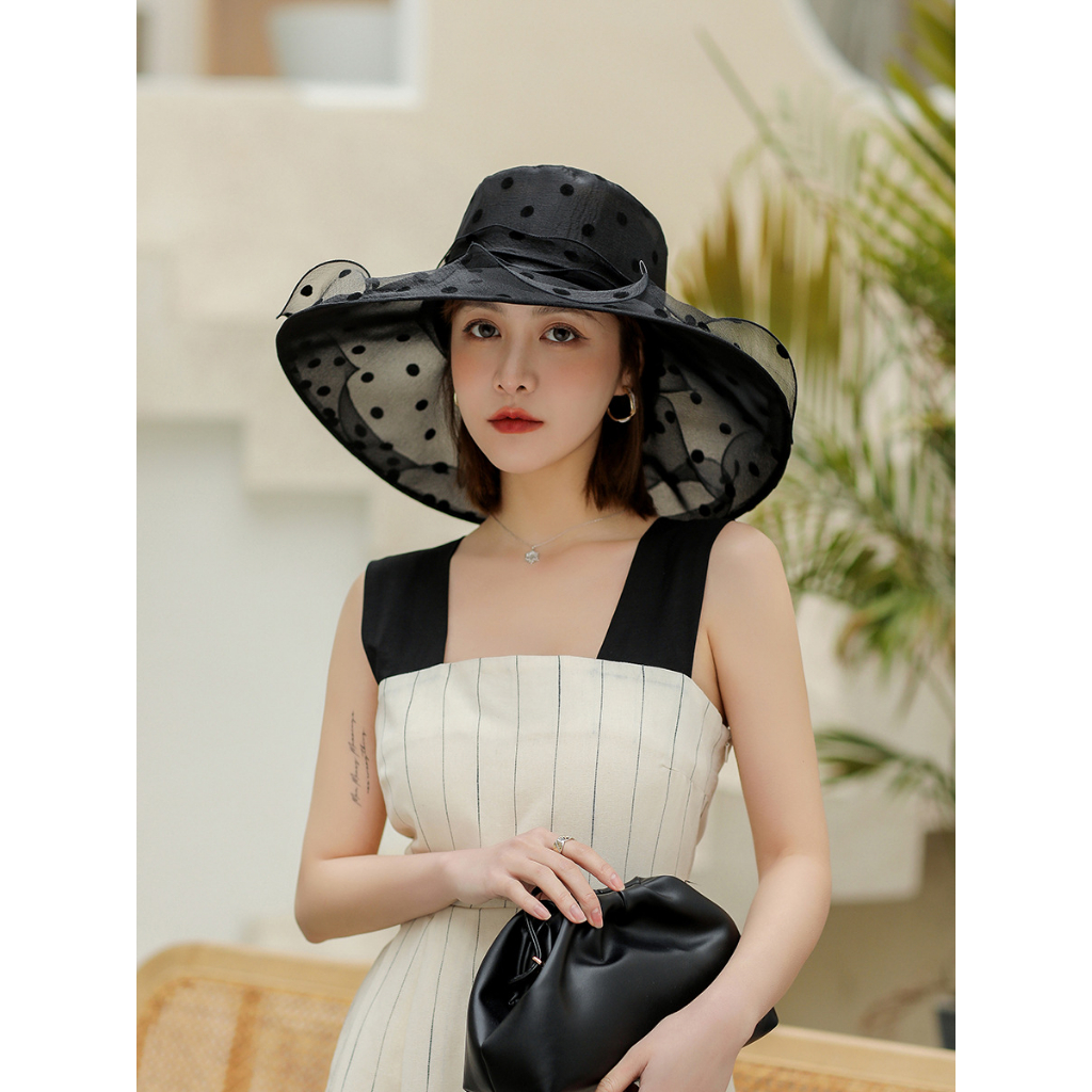 Jual Topi Pantai Pinggiran Besar Berbagai Warna & Motif Polka Dot ...