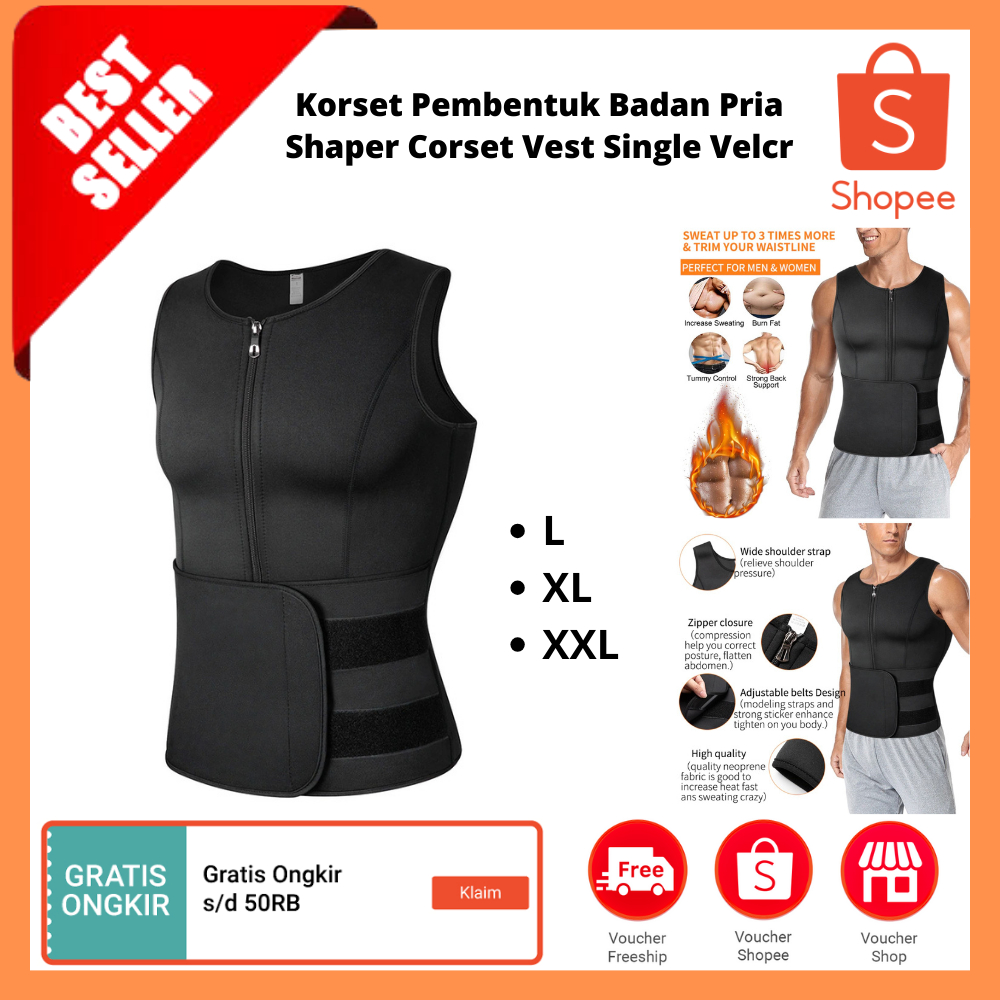 Jual Korset Pembentuk Badan Pria Shaper Corset Vest Single Velcro ...