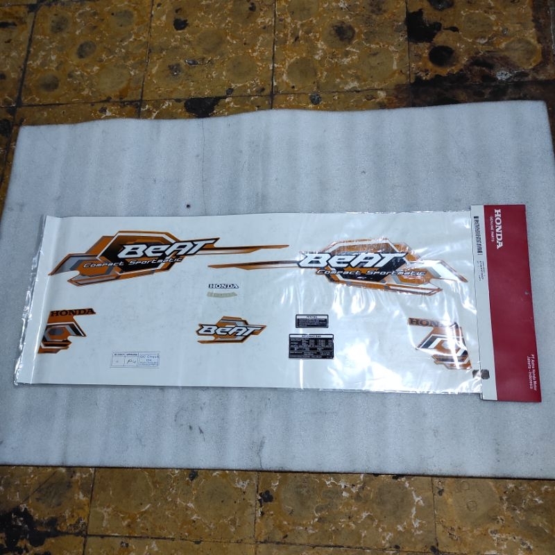 Jual stiker stripping striping decal graphic Honda Beat 110 orange ...