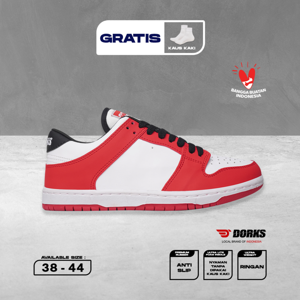 Jual Dorks - Hustle Red White Sepatu Sneakers Casual Pria Wanita | Shopee Indonesia