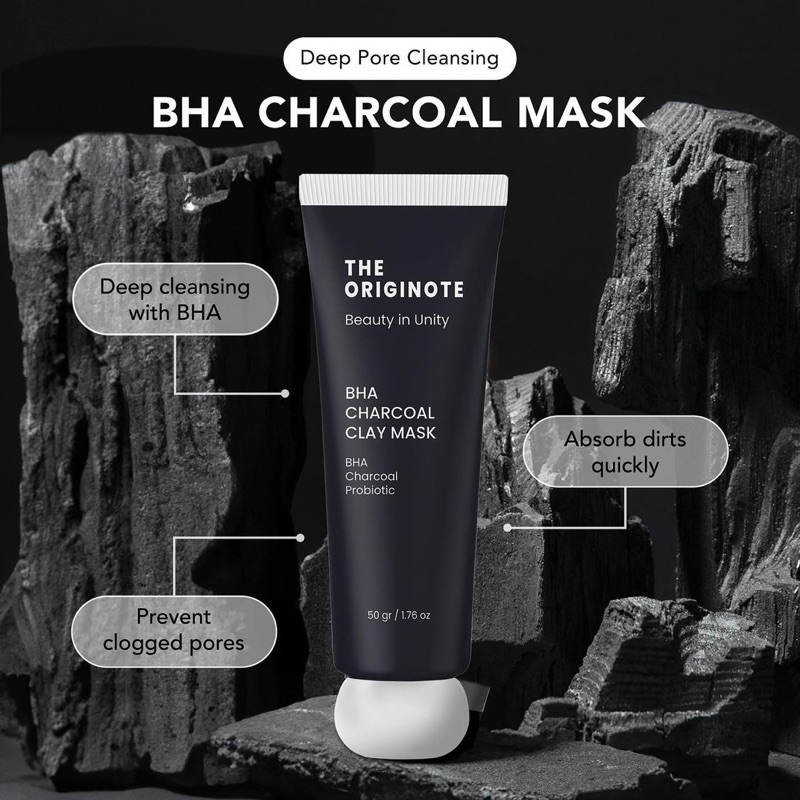 Jual THE ORIGINOTE BHA CHARCOAL CLAY MASK 50gr | Shopee Indonesia