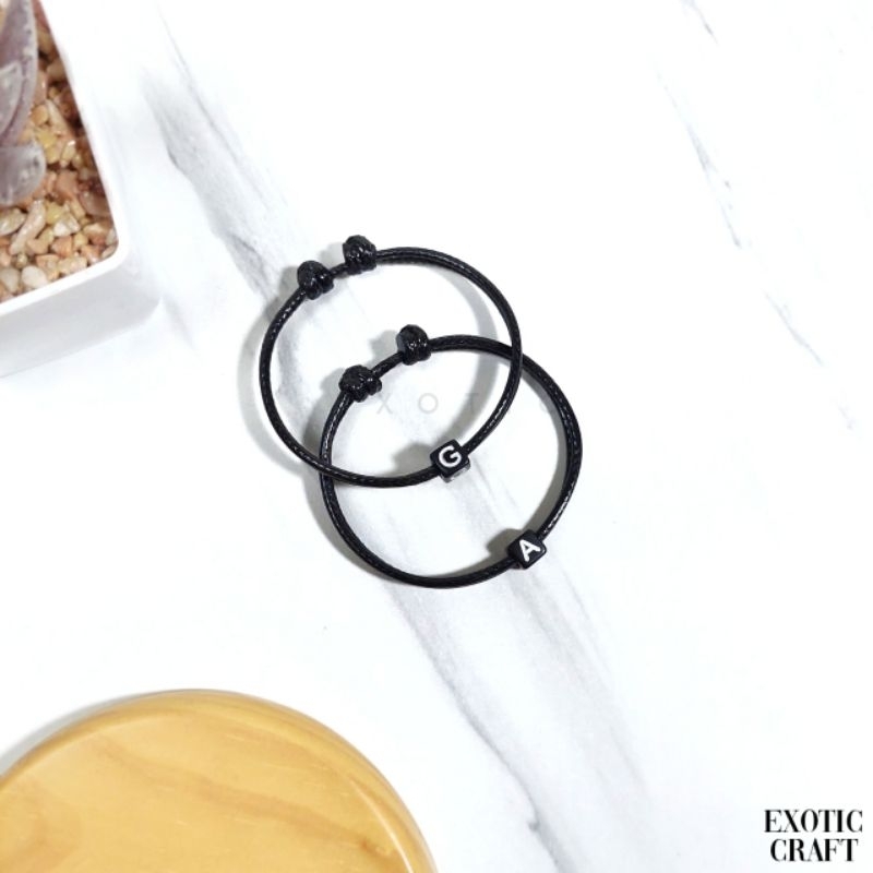 Jual Gelang couple inisial huruf custom nama tali wax bead monte ...