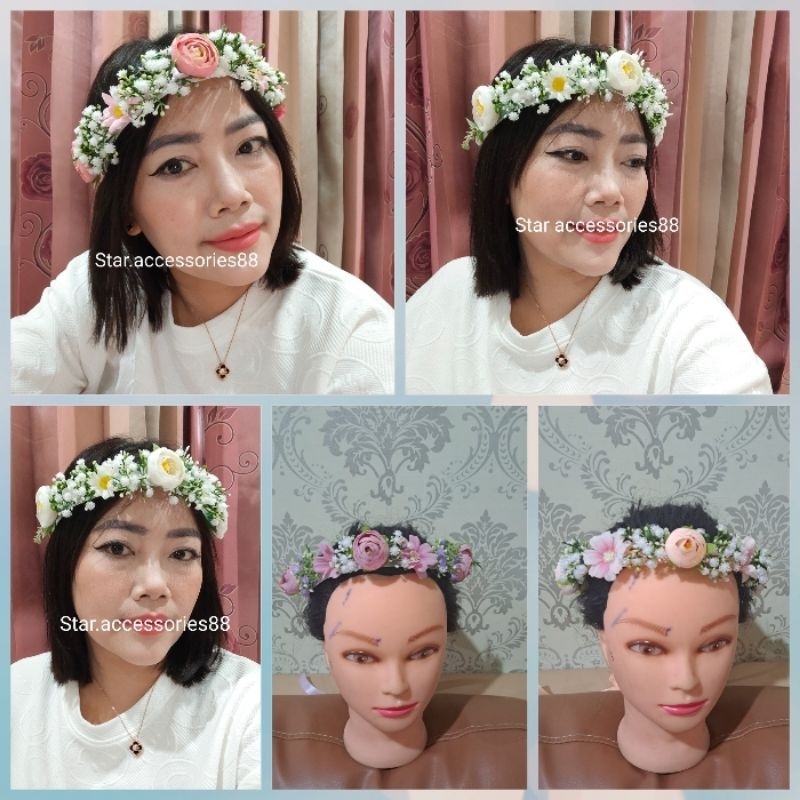 Jual flower crown/hiasan rambut/hiasan kepala/mahkota bunga/mahkota ...