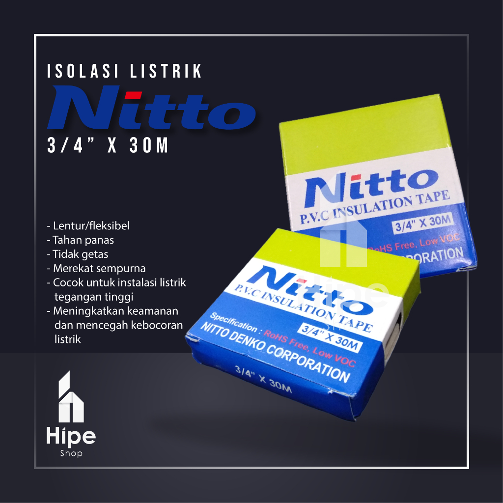 Jual Isolasi Listrik Nitto 3/4 inch X 30M | Solasi instalasi listrik ...