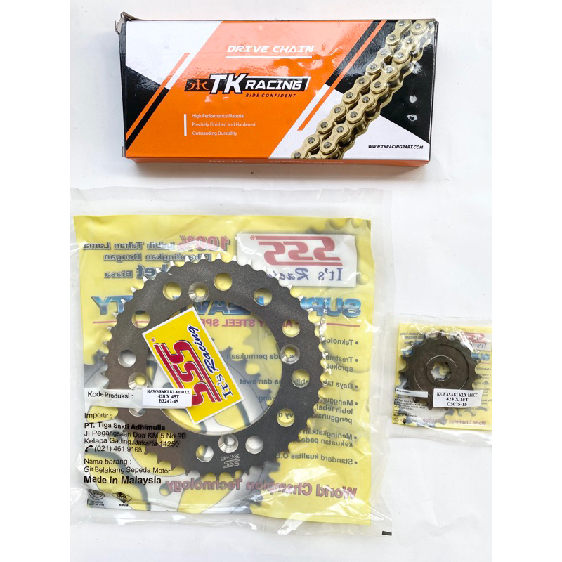 Jual Gear Set SSS 428 KLX 150 / D Tracker & Rantai Tk 428 HS 130L Gold | Shopee Indonesia