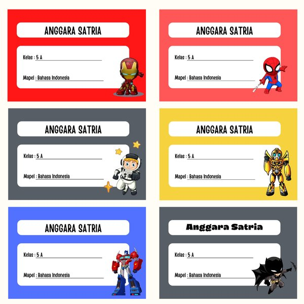 Jual cetak stiker nama mapel dan kelas buku sekolah anak/ anti luntur ...