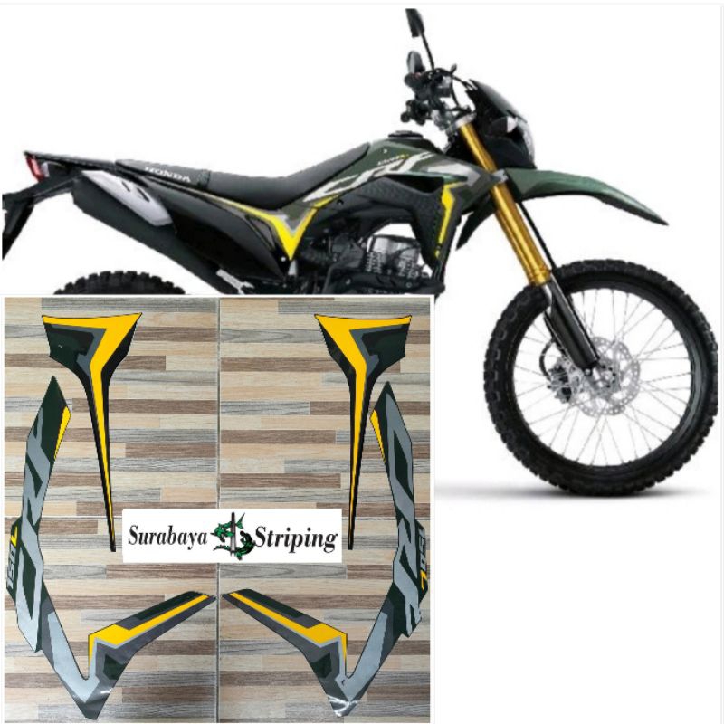 Jual Striping sticker Honda CRF hitam Lis kuning tahun 2020 2021 ...