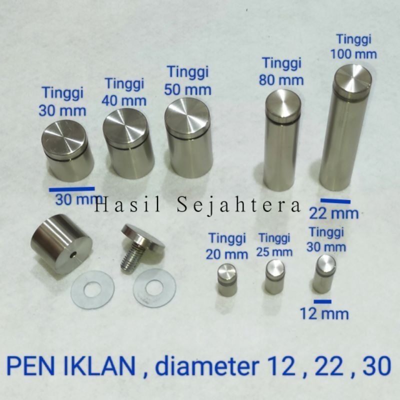 Jual PEN Iklan Baut Iklan Akrilik Kaca Stainless Diameter 12mm , 22mm ...