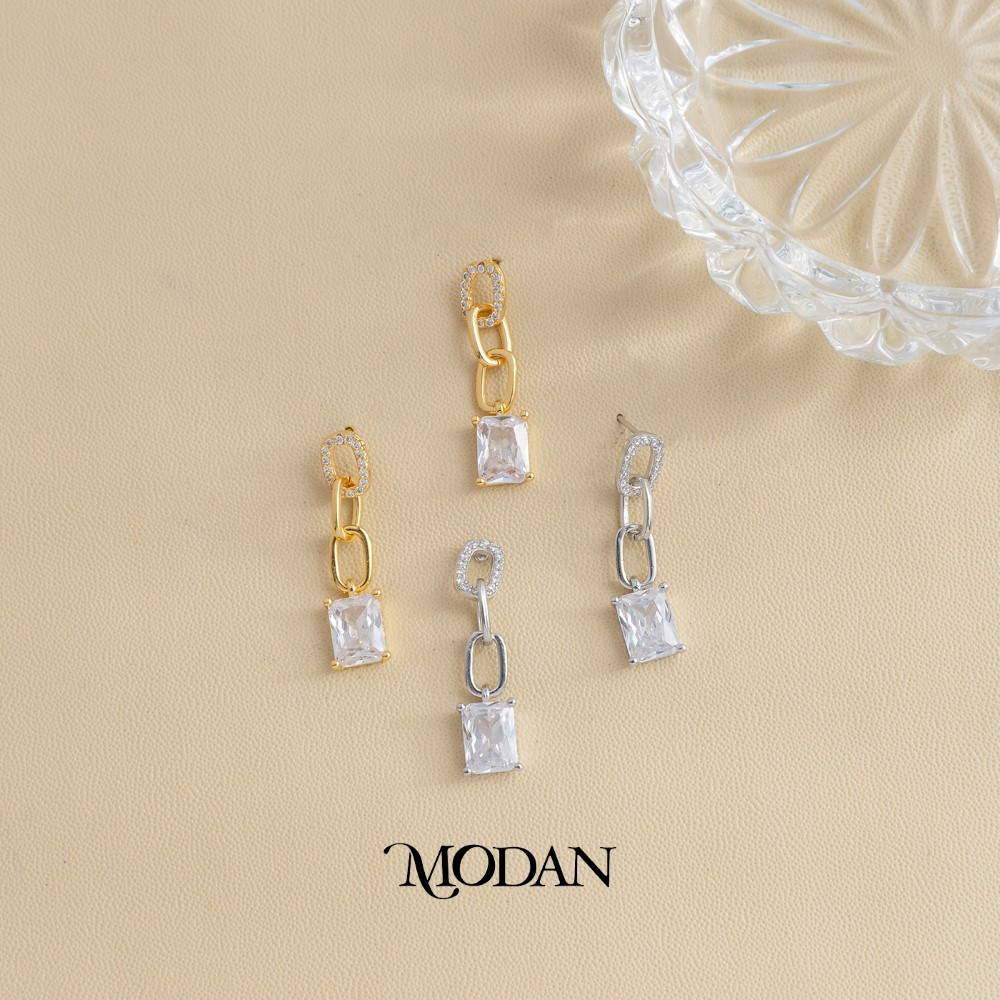 Jual Modan - Diamond Replica Paperclip Chain Drop Earrings Anting Pesta ...