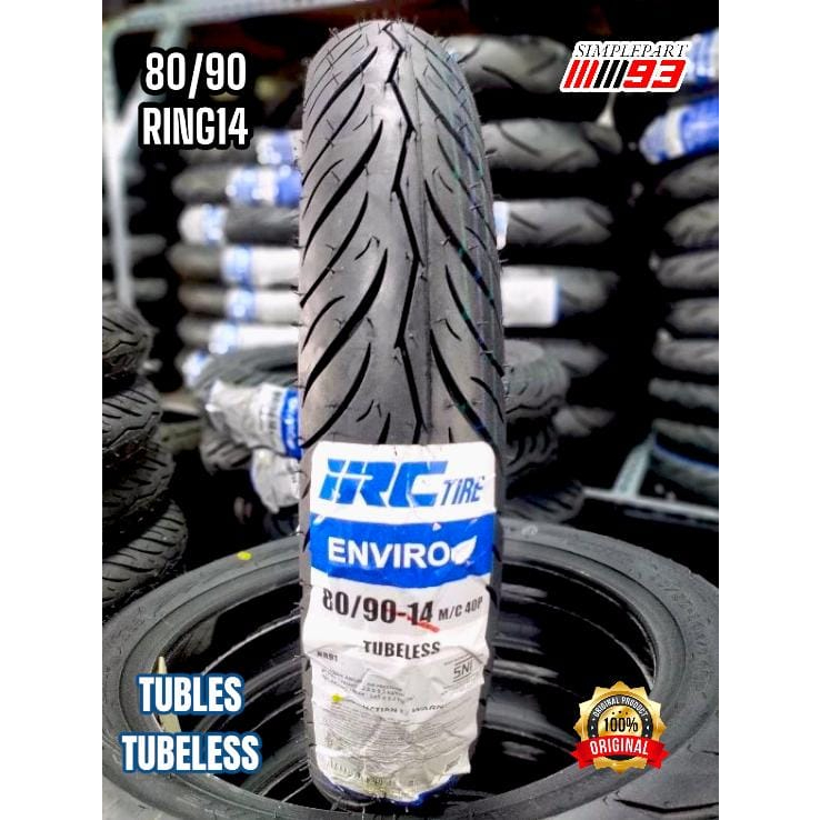 Jual BAN LUAR MOTOR MATIC [ IRC ] ENVIRO 80/90 RING 14 TUBLES TUBELESS ...