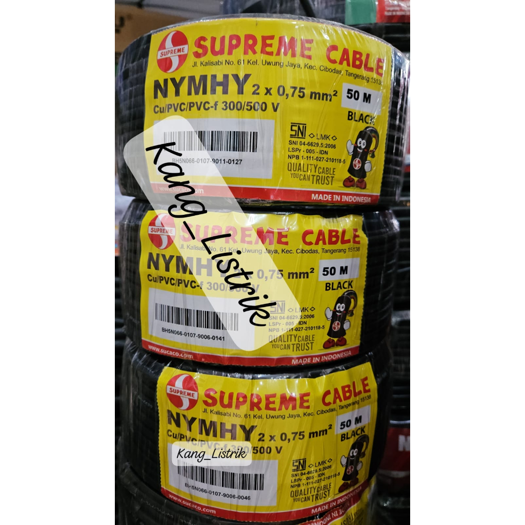 Jual Kabel Serabut Supreme Hitam NYMHY atau NYYHY 2x0,75mm 50Mtr | Shopee Indonesia