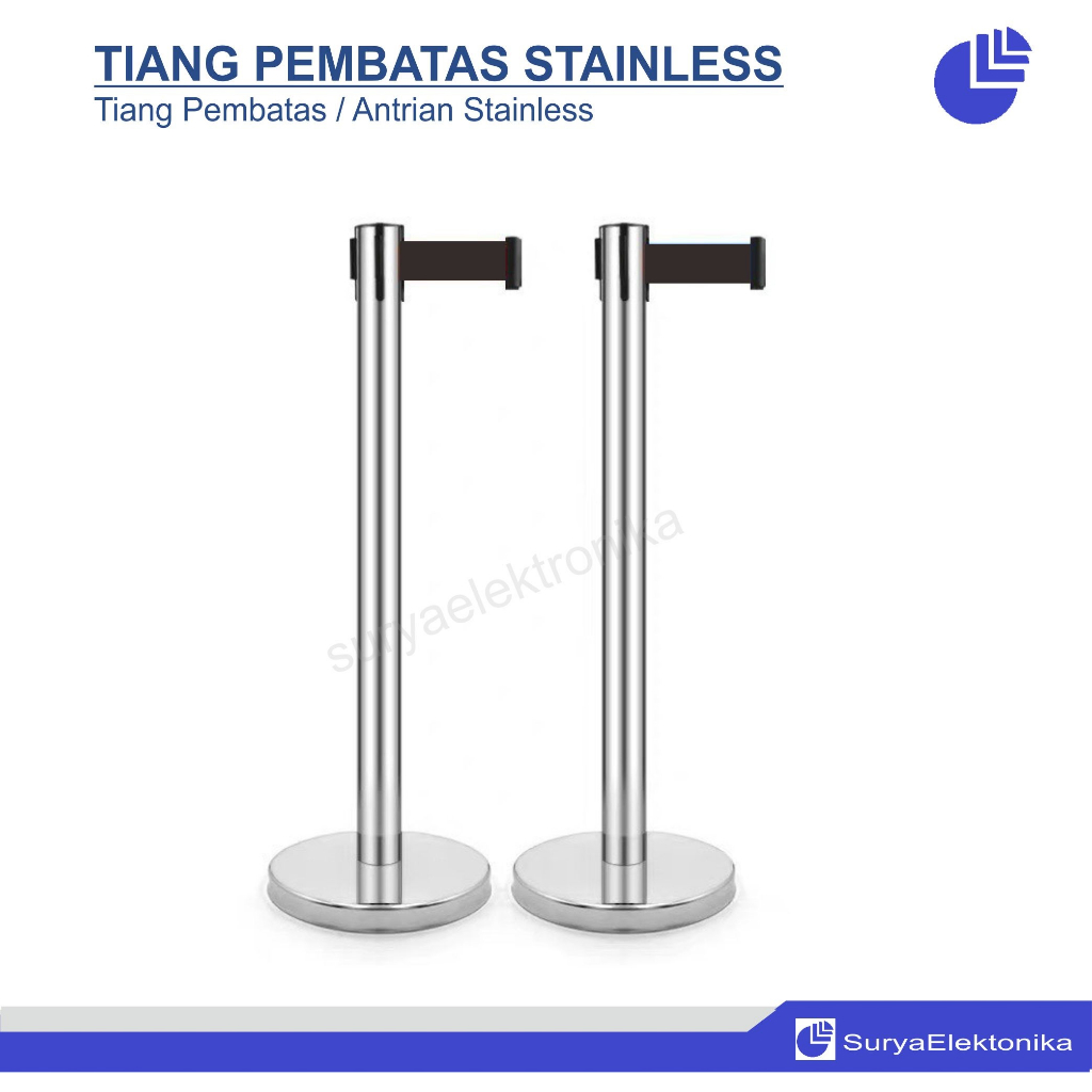 Jual Tiang Pembatas Antrian Pita Stainless Silver 2 Meter | Shopee ...