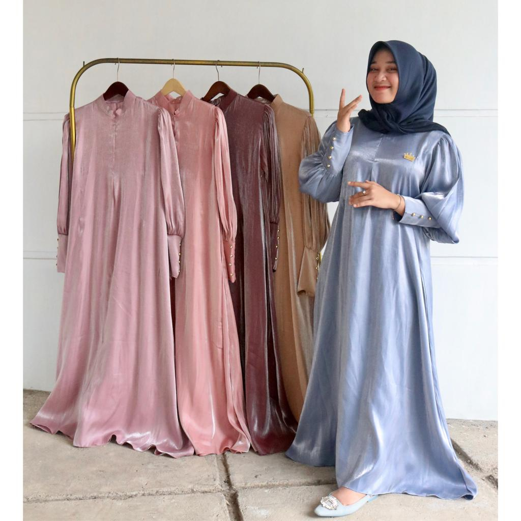 Jual shimer silk dress alea tangan balon muslim by RSM Gamis Wanita ...