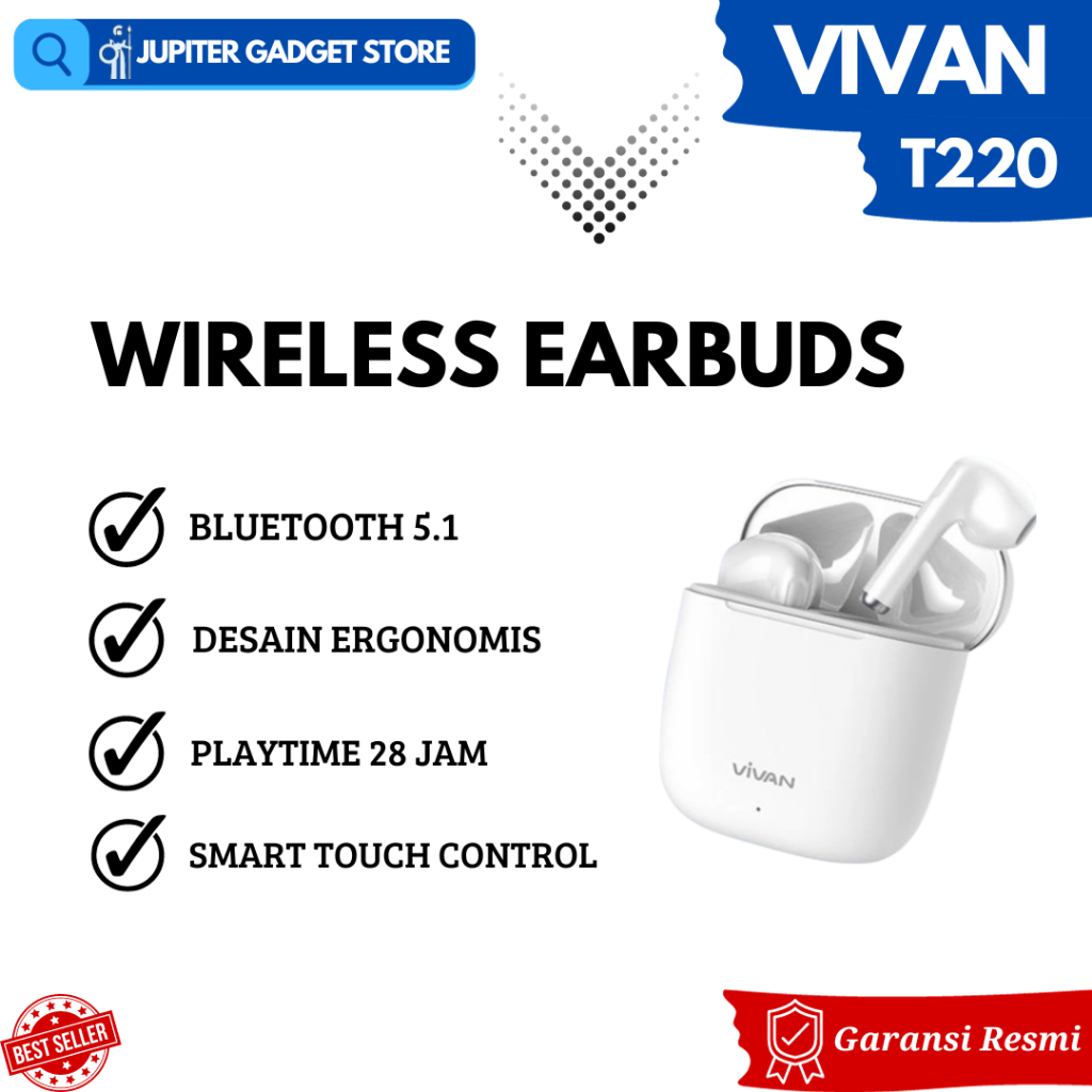 Jual Headset Bluetooth Vivan Liberty T220 Wireless TWS Earbuds | Shopee ...