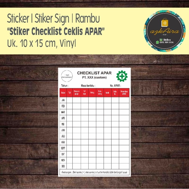 Jual Sticker Stiker Ceklis APAR (Custom Logo Perusahaan) - Uk. 10x15 cm ...