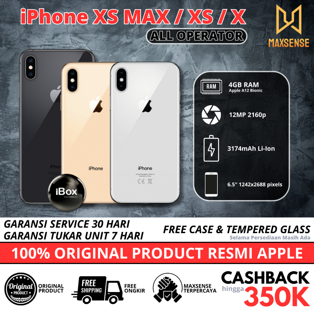 Jual iPhone Xs Max | Xs | X 64GB 128GB 256GB 512GB Second Original ...