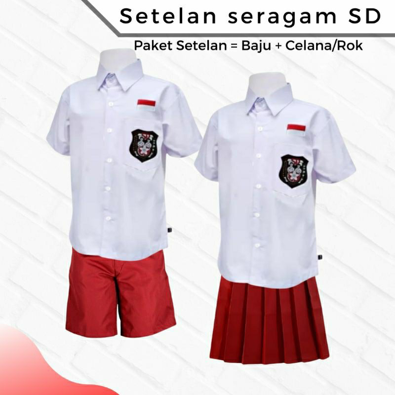 Jual Setelan Seragam Sekolah Pendek Merah Putih SD untuk Perempuan Dan ...