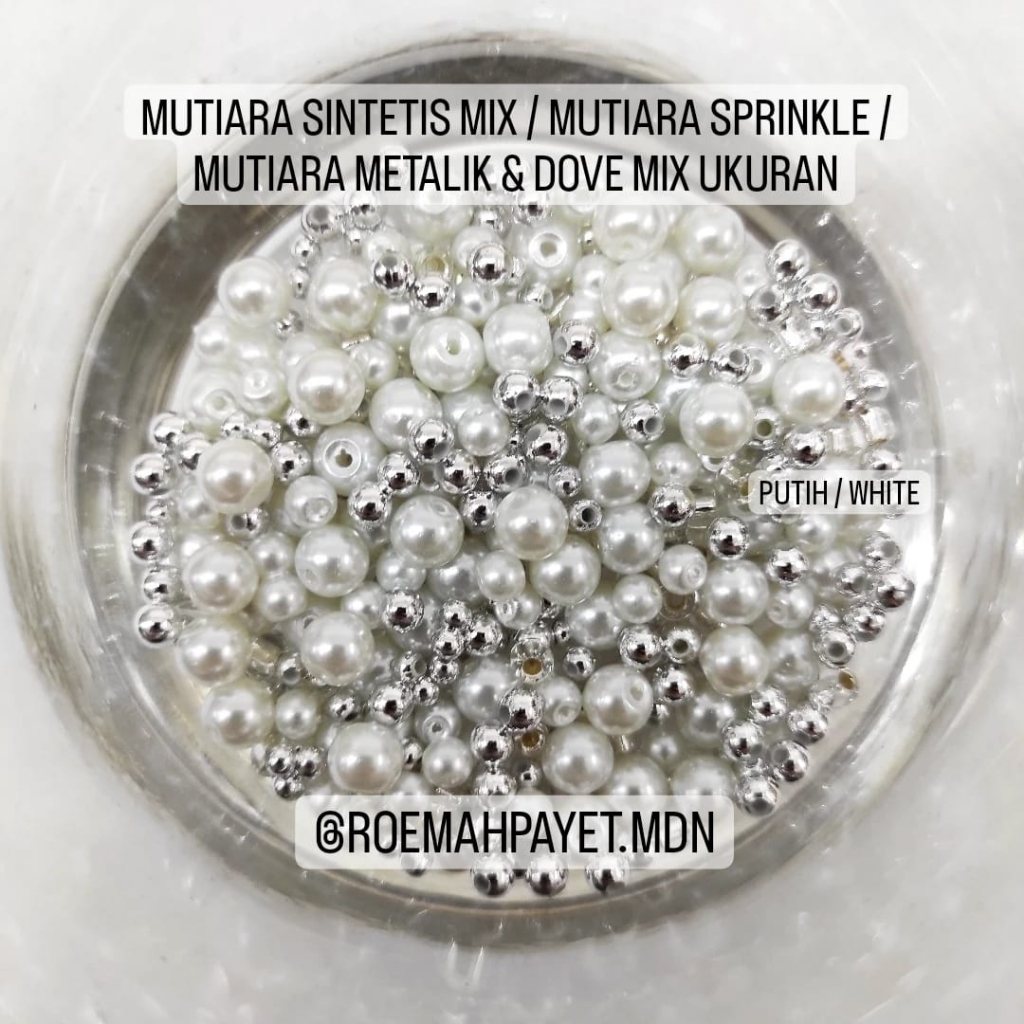 Jual ±50 GRAM / ±500 BUTIR MUTIARA SINTETIS MIX / MUTIARA KACA ...