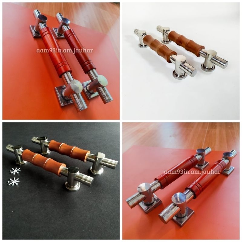 Jual Handle pintu 33 cm tarikan bambu kayu bulat gagang rumah kunci ...