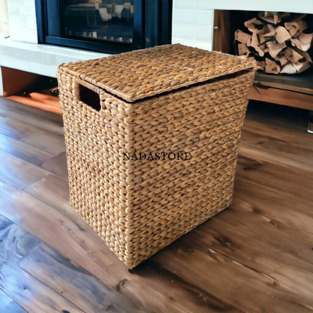 Jual LAUNDRY BOX / LAUNDRY BASKET WATERHYACINTH WITH METAL FRAME 38 X ...