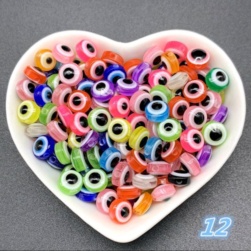 Jual 10pcs manik Mata setan 6mm | mata iblis 6mm Resin Evil Eye Beads ...