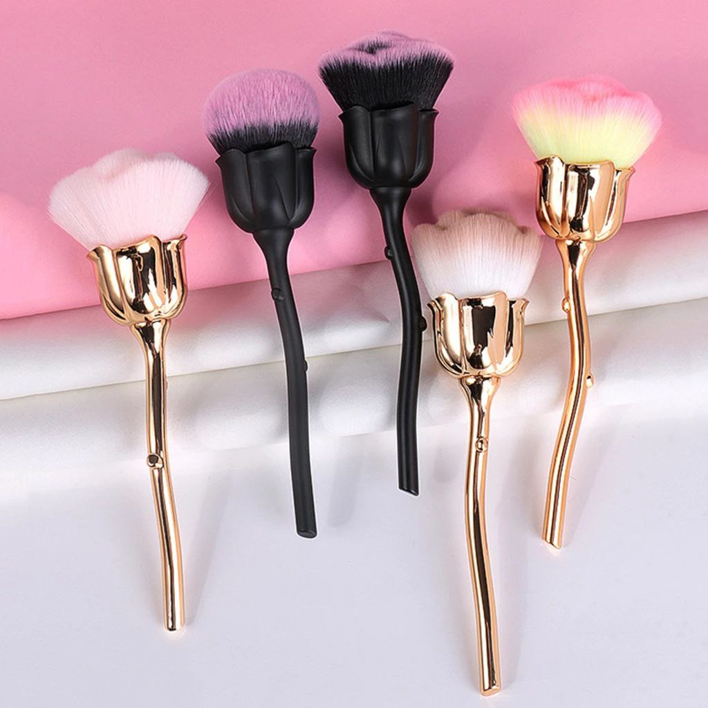Jual LF - Rose Makeup Brush Tangkai Bunga Mawar Powder Brush Bulu ...
