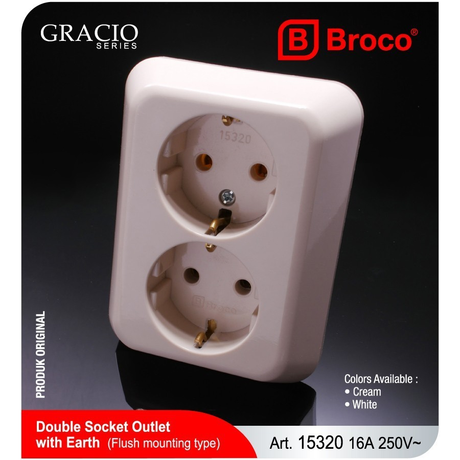 Jual Stop Kontak 2 Lubang Broco Gracio Inbow DITANAM - 15320 | Shopee ...