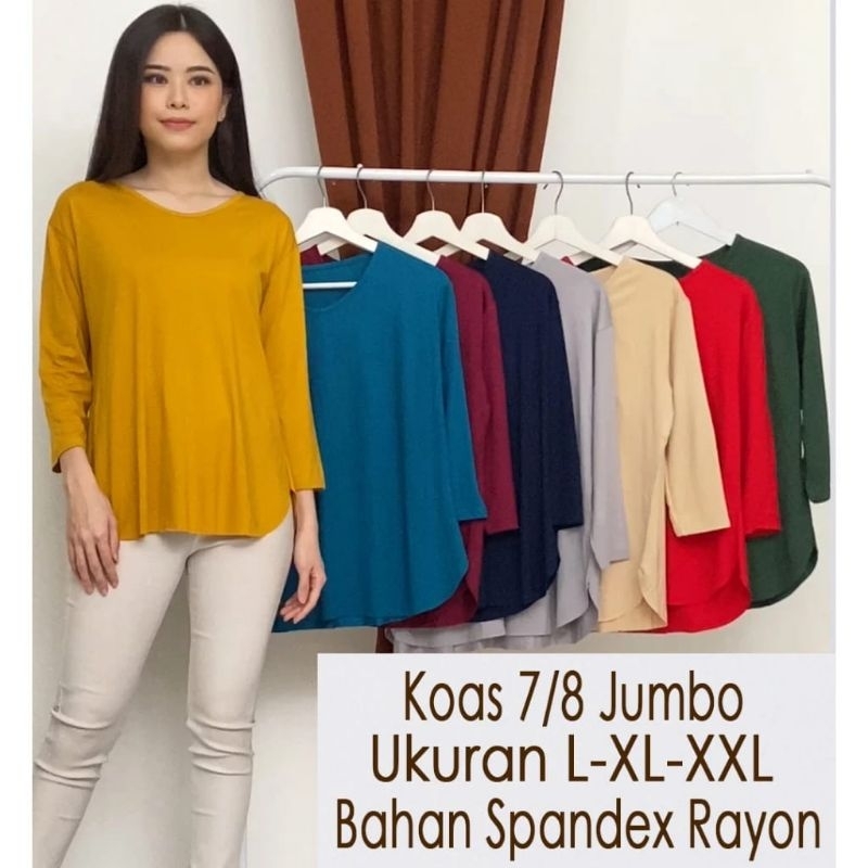 Jual kaos wanita lengan7/8/atasan wanita spandek rayon lengan7/8/baju ...