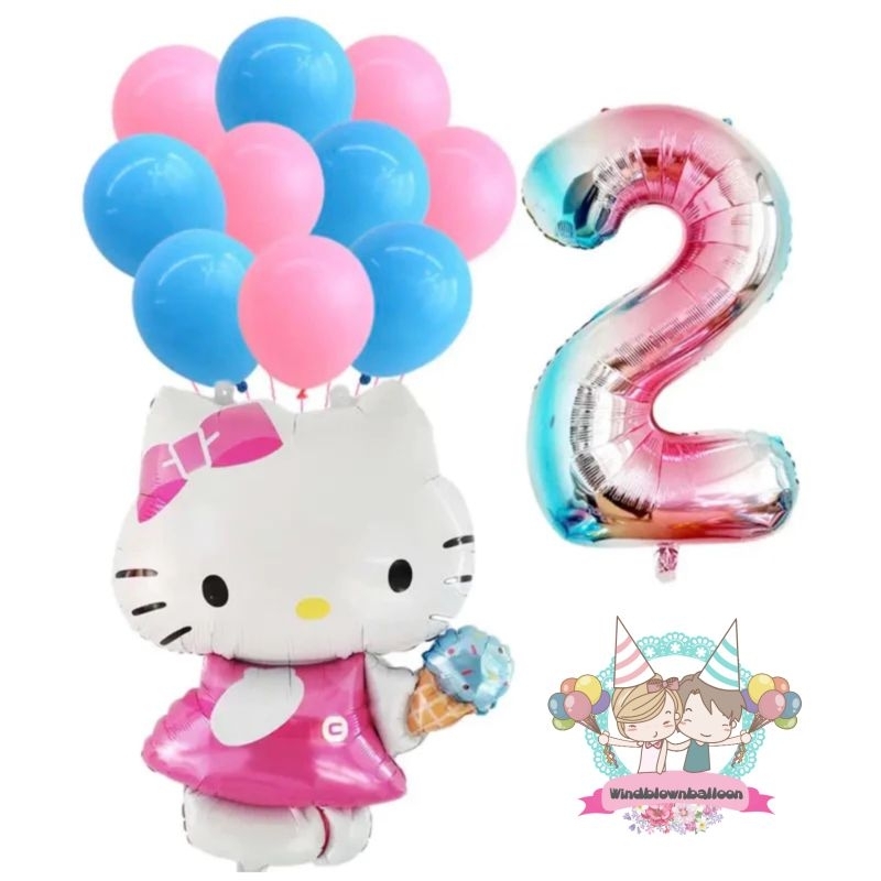 Jual WINDBLOWN BALON SET HBD HELLO KITTY ICE CREAM BIRTHDAY GIRL IN ...