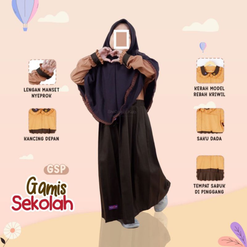 Jual Gamis Merah Putih Anak SD, Baju Pramuka SD Anak Perempuan Original ...