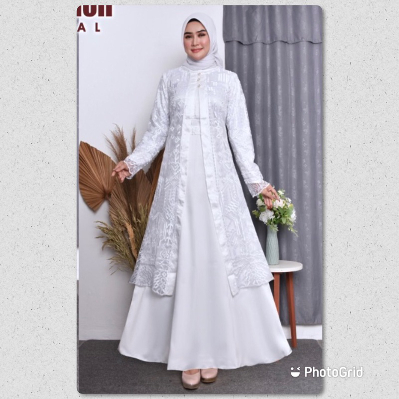 Jual Gamis pesta outer lepas pasang/SET gamis pesta mewah/gamis pesta jumbo/gamis kondangan ...