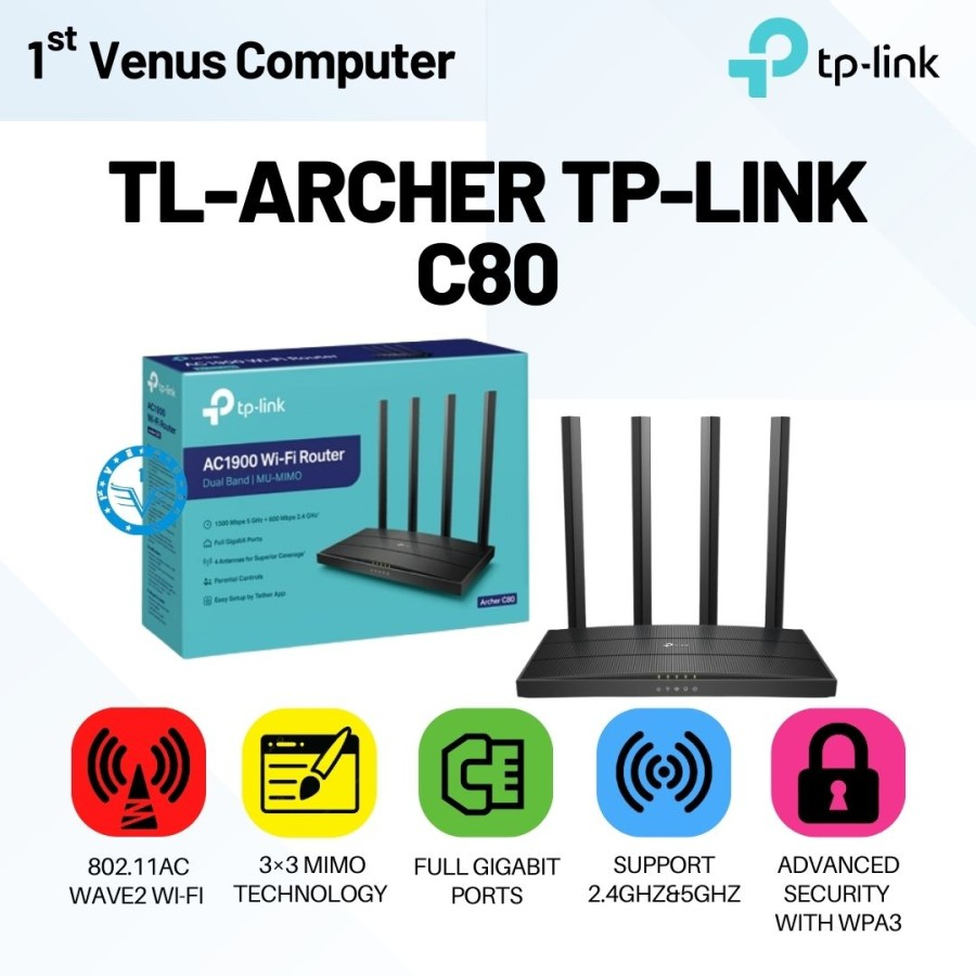 Jual TP-LINK ARCHER C80 AC1900 WIRELESS DUAL BAND MU-MIMO WI-FI ROUTER ...