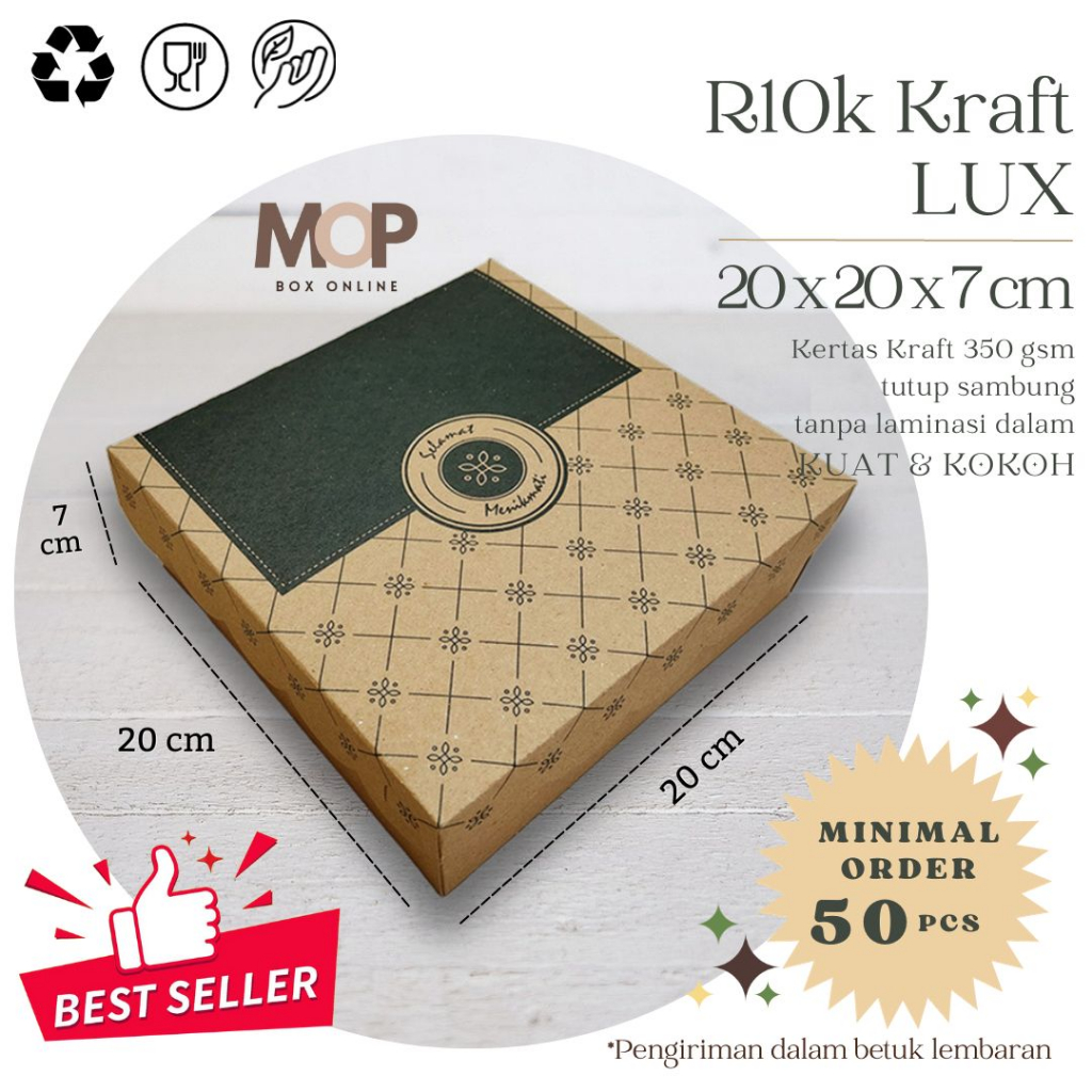 Jual Kotak Nasi 20x20 R10k Kraft LUX Box Nasi Kraf Murah Katering Kotak 20x20 Coklat Kotak Daun ...