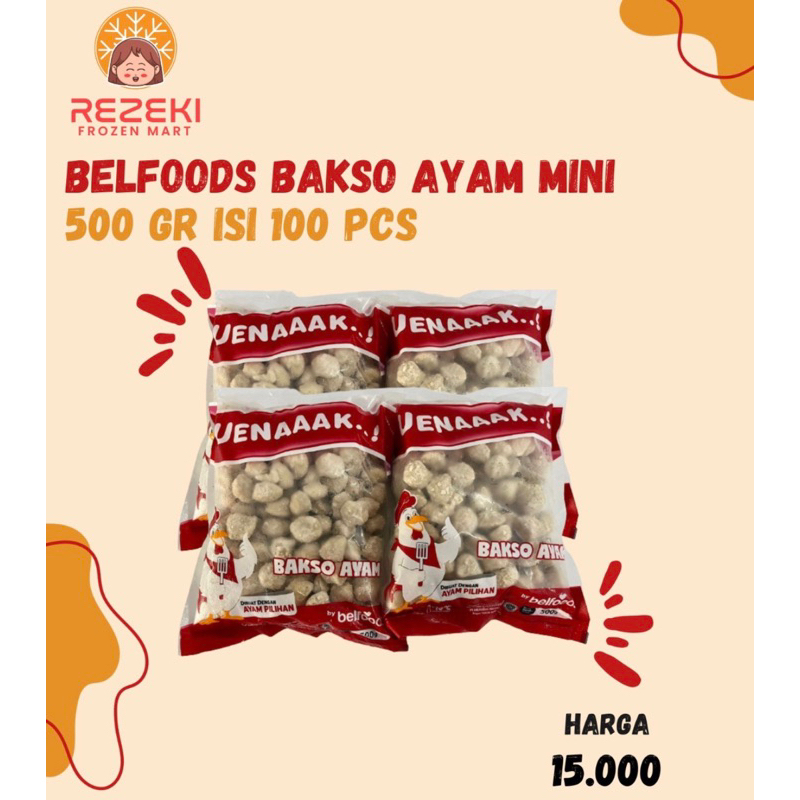 Jual Belfoods Bakso Ayam Mini 500 Gr | Isi 100 Pcs | Frozen Food Murah ...