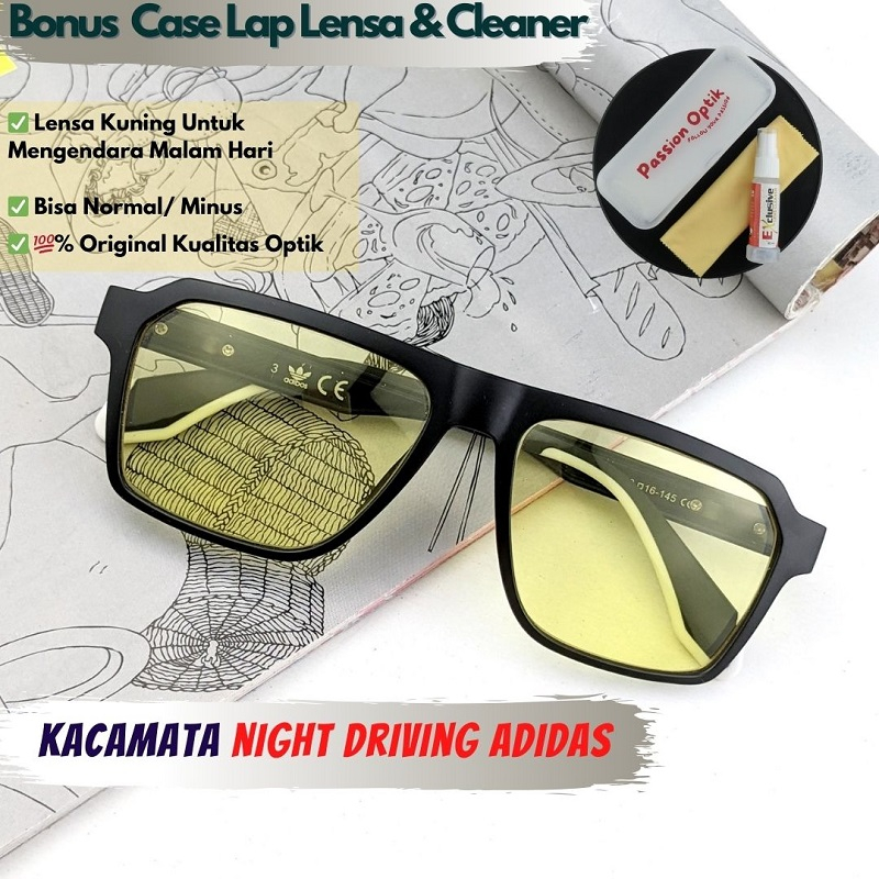 Jual Kacamata Night Driving Vision Pria Kotak Sporty Adidas 913 Lensa ...