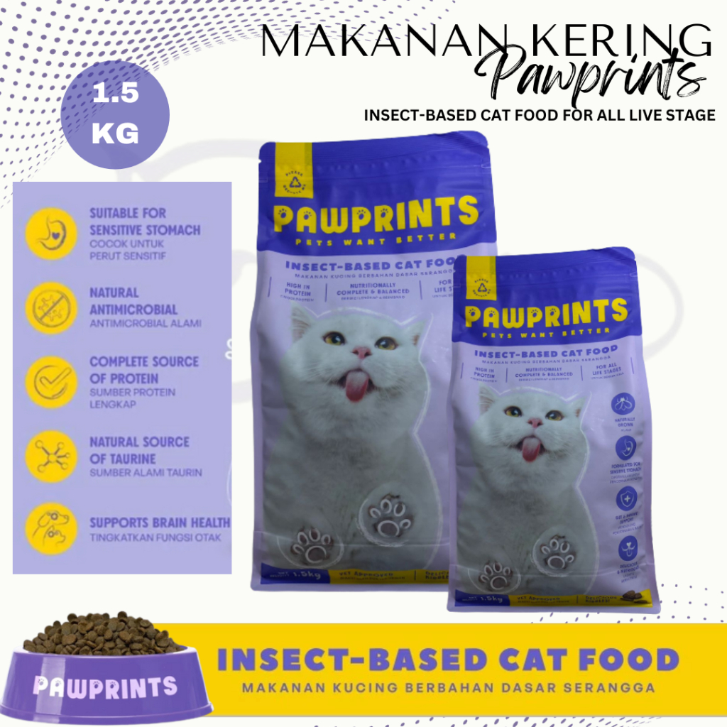 Jual MAKANAN KERING KUCING PAWPRINTS CAT FOOD ALL LIFE STAGES 1.5KG 1.5 ...