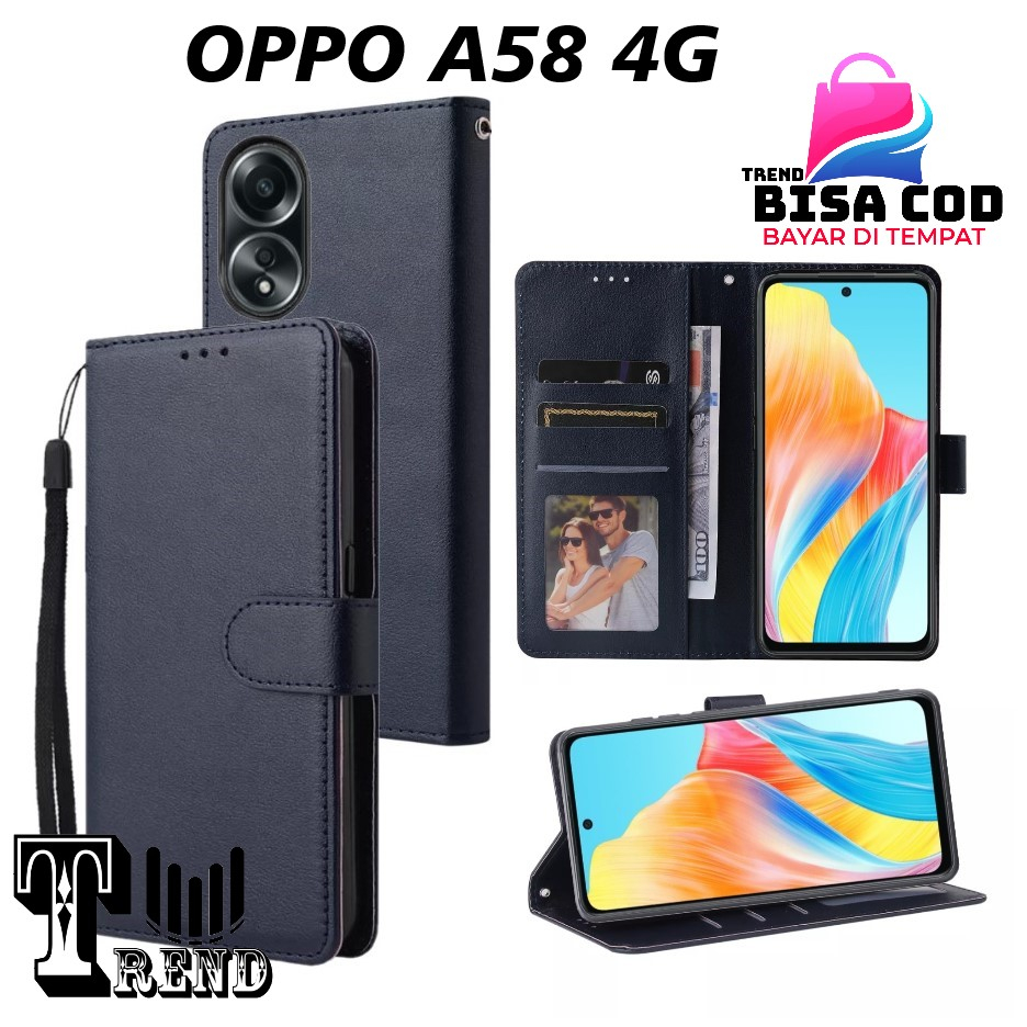 Jual LEATHER CASE FLIP OPPO A58-FLIP CASE KULIT UNTUK OPPO A58 | Shopee ...