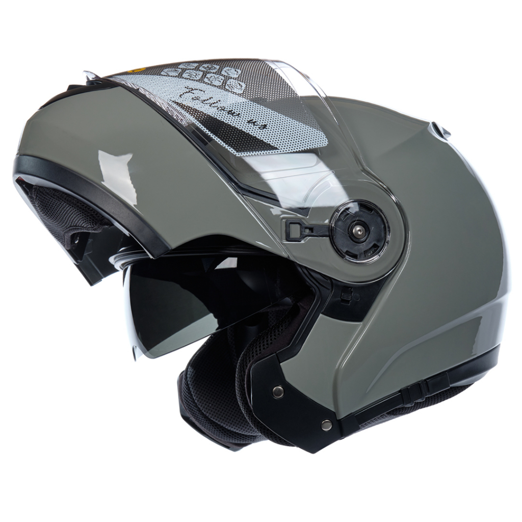 Jual ZEUS ZS 3050 AUDI GRAY GLOSSY MODULAR FLIP UP DOUBLE VISOR | Shopee Indonesia