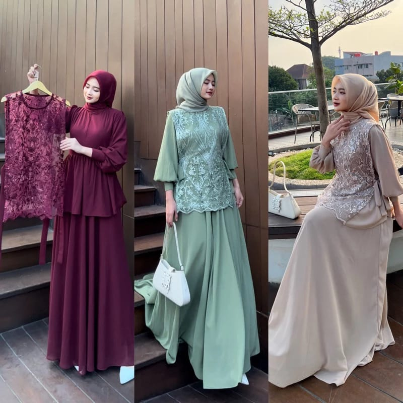 Jual Senja dress kondangan gamis brukat terbaru gaun kondangan muslimah maxi dres wanita muslim ...