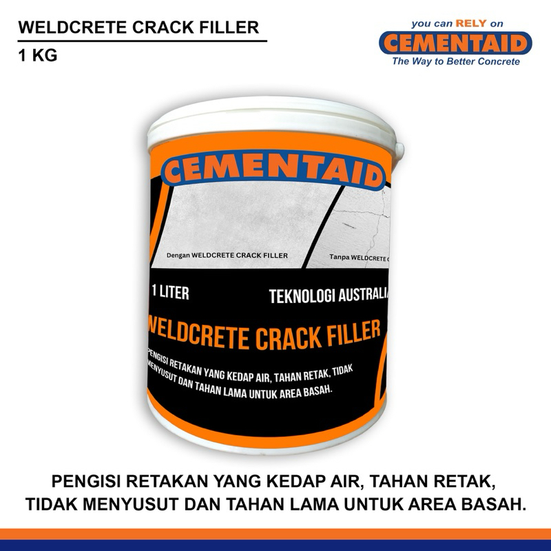 Jual CEMENTAID - WELDCRETE CRACK FILLER (1kg) Pengisi retakan kedap air ...