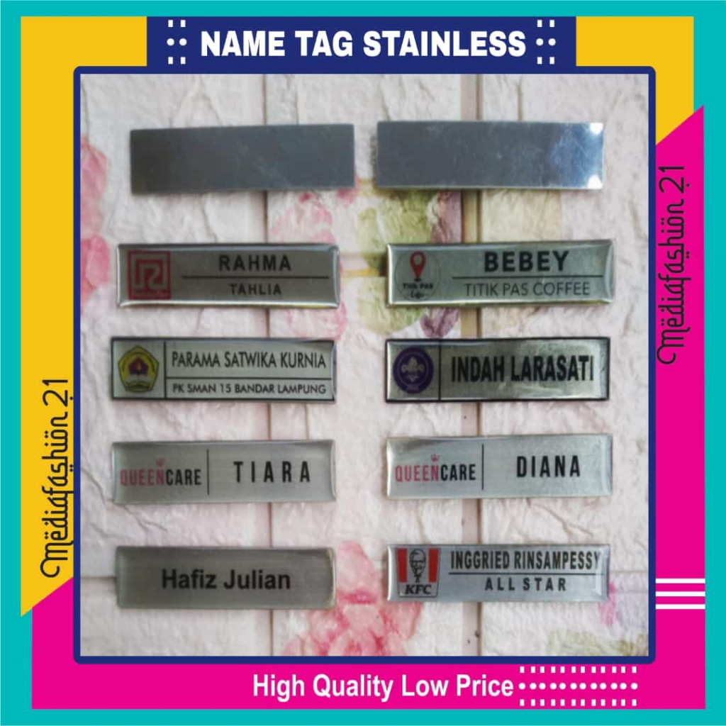 Jual Name Tag / Papan Nama Stainles Pengait Peniti - Paku - Magnet ...