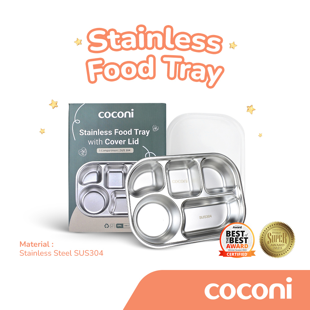 Jual COCONI Premium Stainless Plate Food Tray with Lid | Piring Makan ...