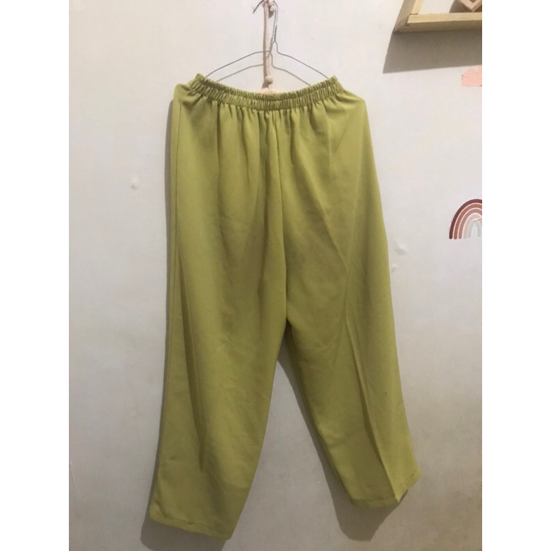 Jual Pr*lov*d Celana Panjang Kulot Wanita Warna Hijau Lime | Shopee ...