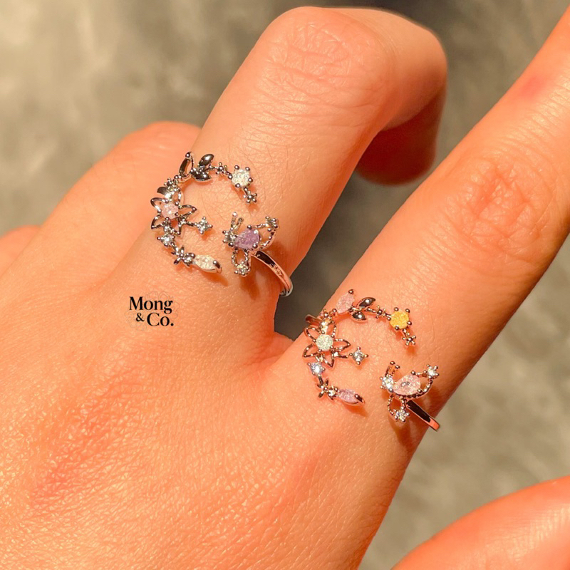Jual Mong&Co Minerva Adjustable Floral Ring Butterfly Vintage - Cincin ...
