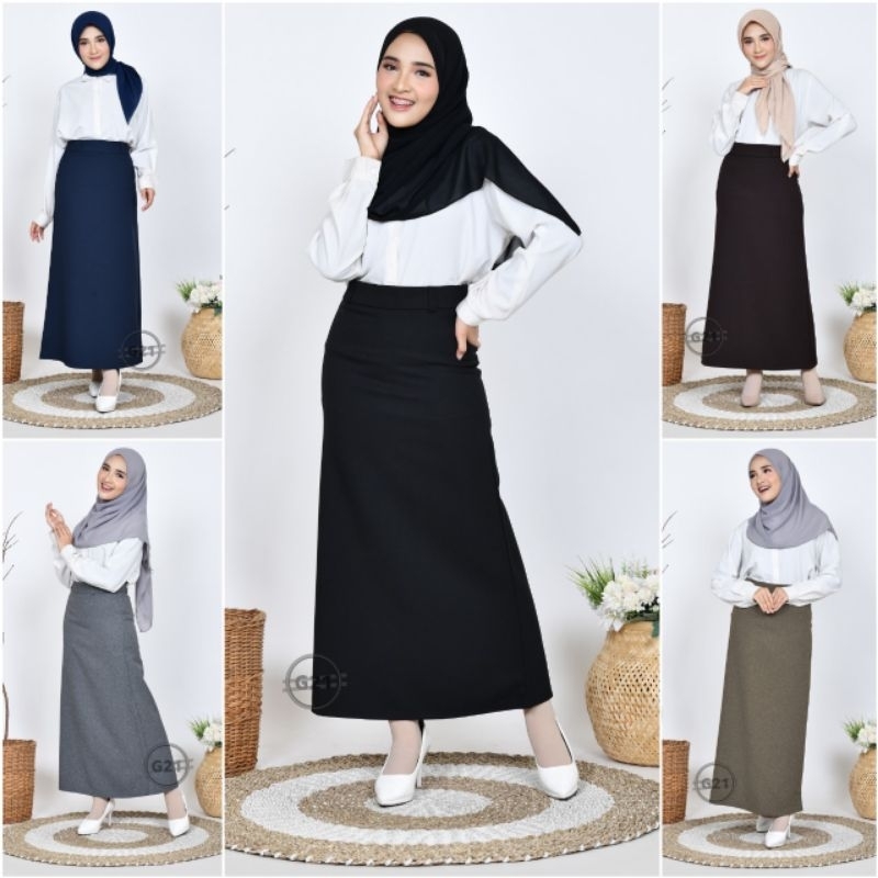 Jual Rok Kerja Panjang Hitam Rok A Line Bahan Formal Kantor | Shopee ...
