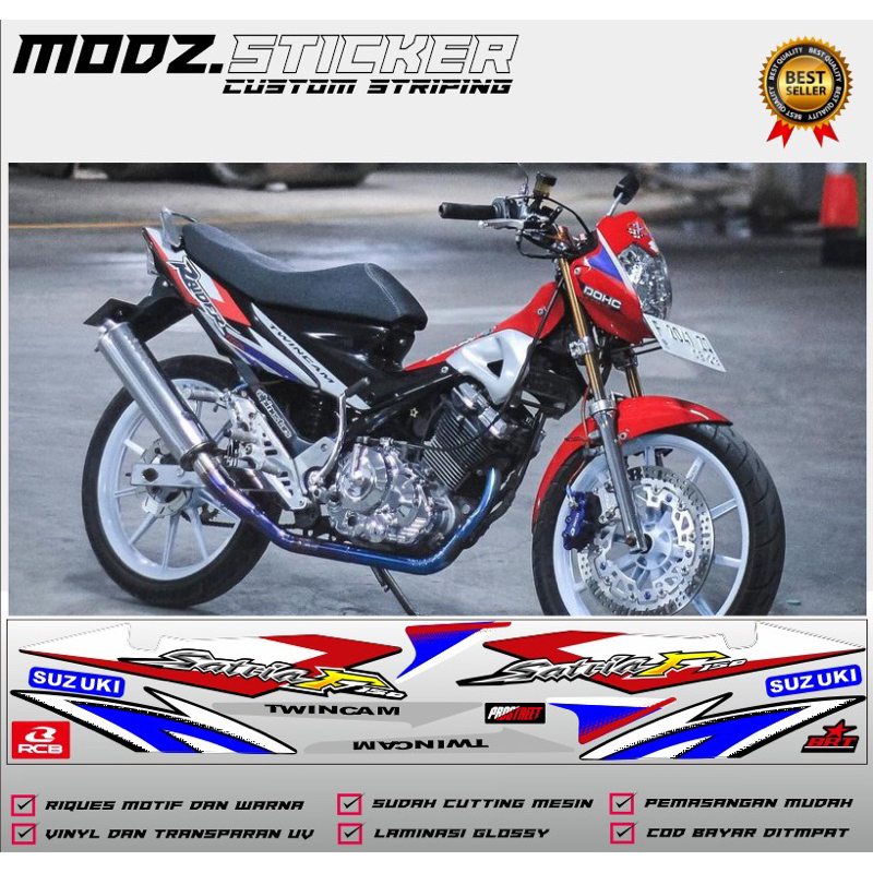 Jual sticker striping Suzuki Satria fu CBU thailand 2004-2006 merah ...
