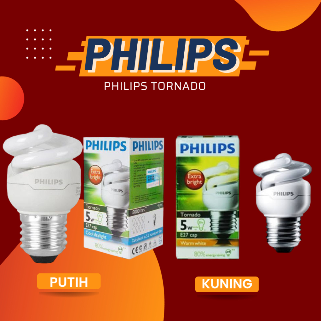 Jual Lampu Bohlam Philips Tornado Spiral Ulir 5w 5 watt 5watt Cahaya ...