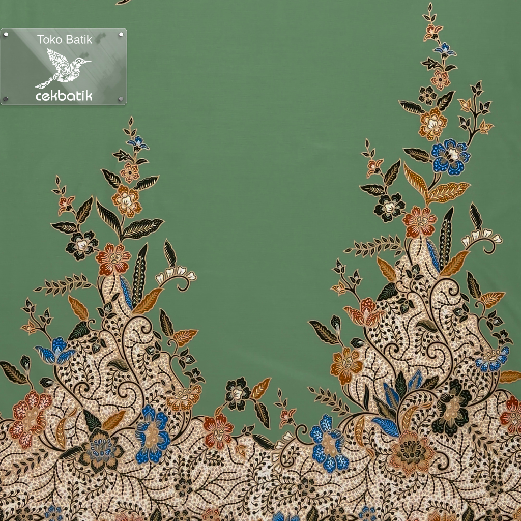 Jual Kain Batik - Motif Pesona Bunga Warna Unik (Sage) | Shopee Indonesia