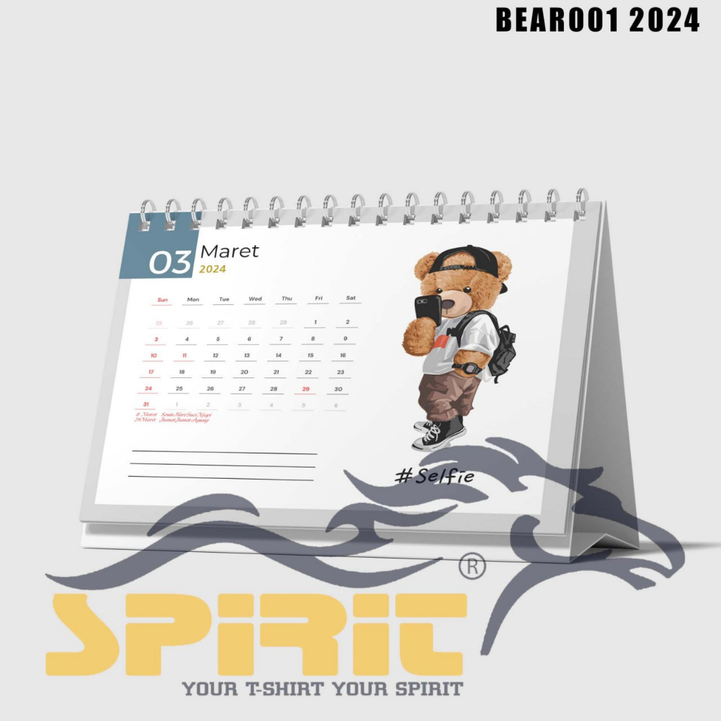 Jual kalender meja lucu 2024 desk calender 2024 motif bear unik estetik ...